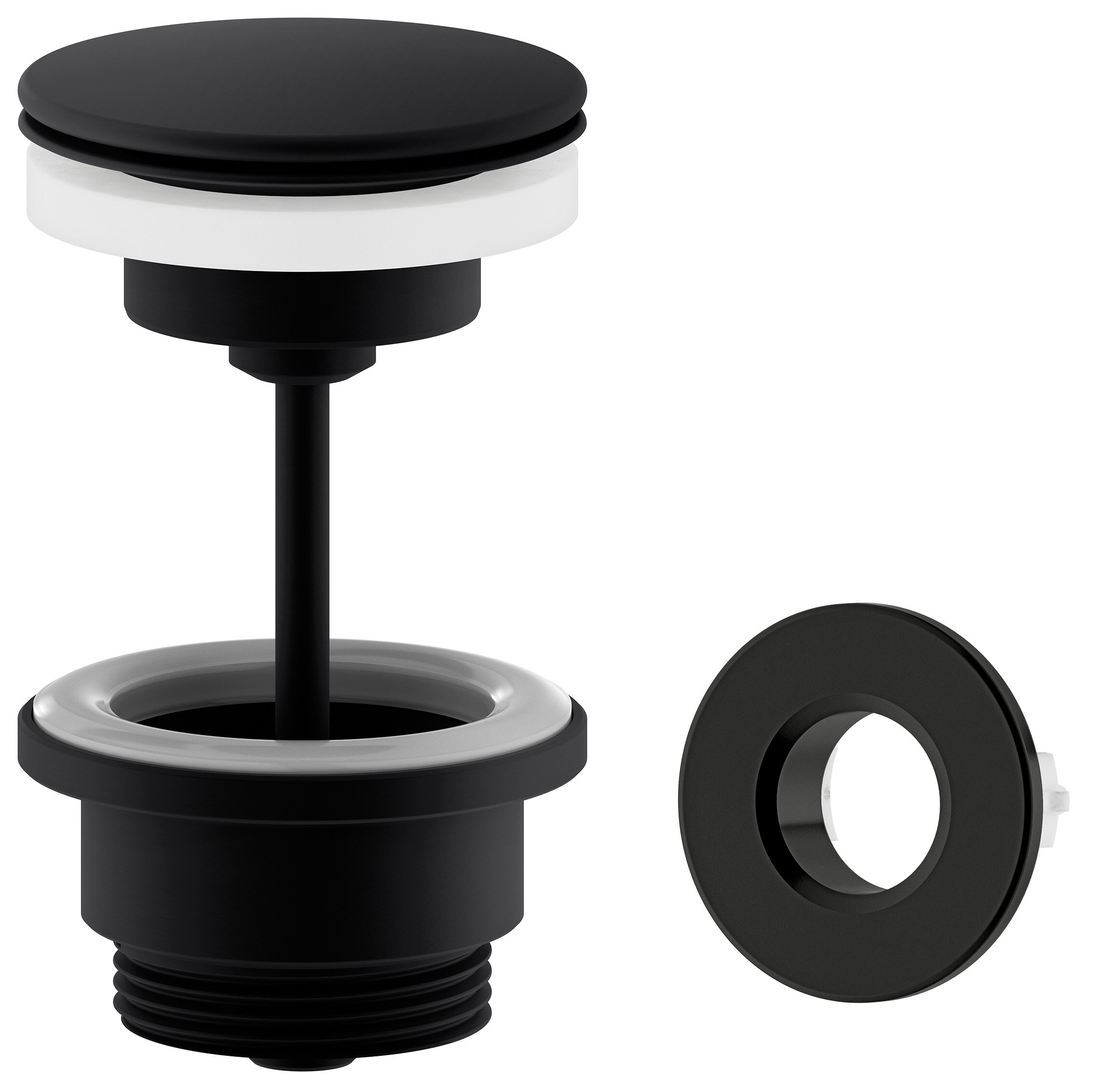 Bathroom Accessories Matt black Pop Up Waste with click-function [https://damixa.com]